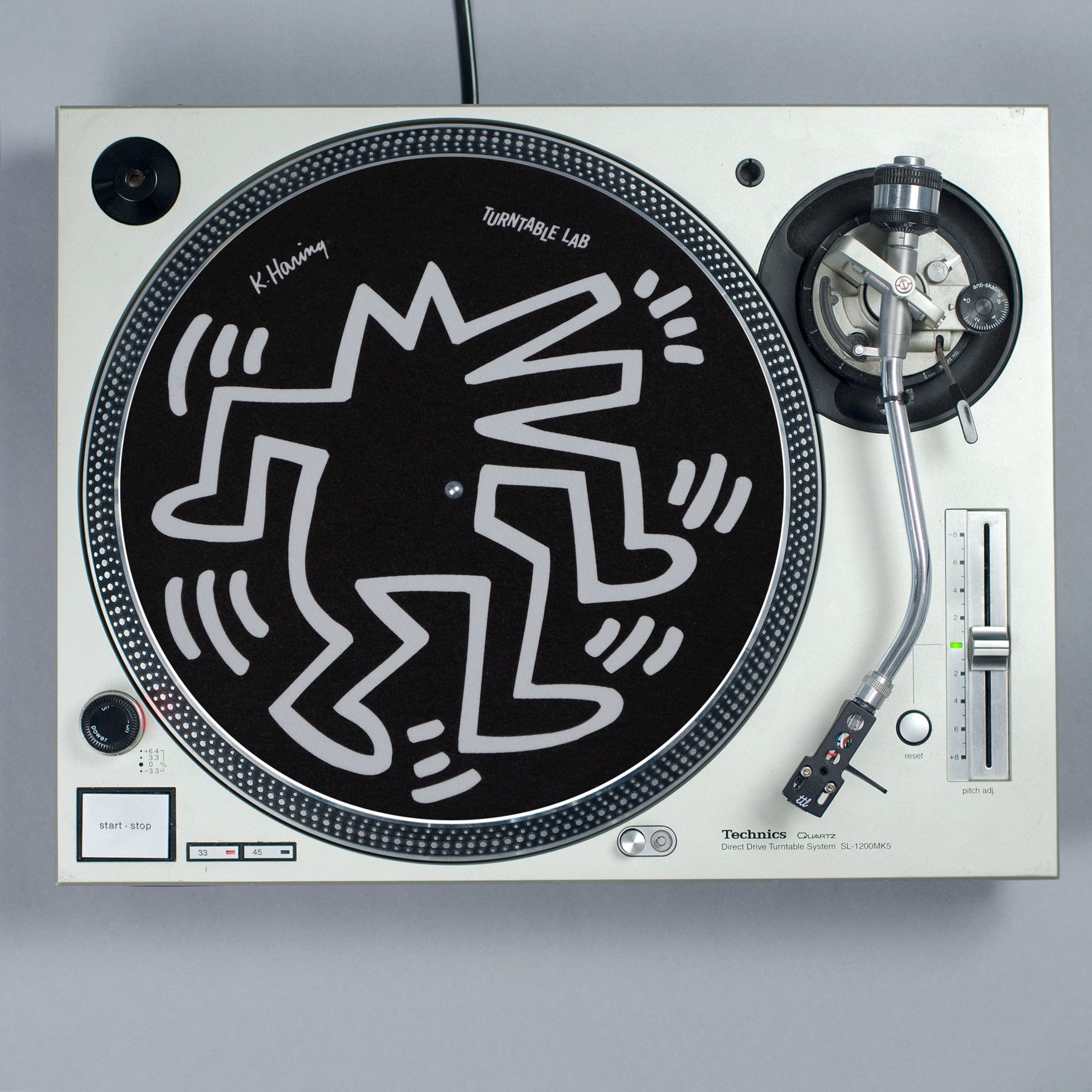 Turntable Lab: Keith Haring Dancin' Reversible Record Mat - Black / Gr ...