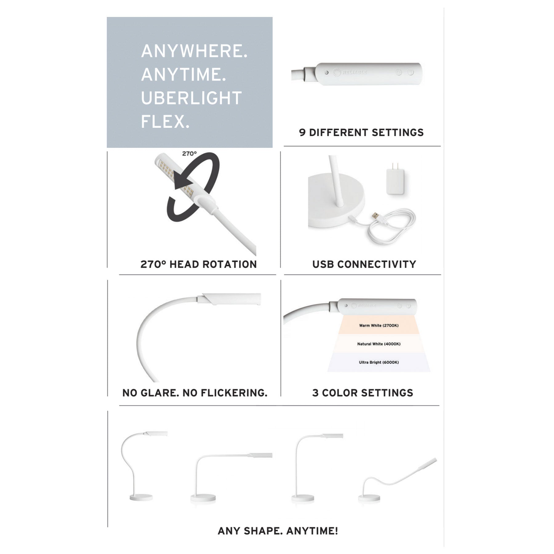 Reliable Corp.: UberLight Flex Turntable Lamp - White / Tabletop Model ...