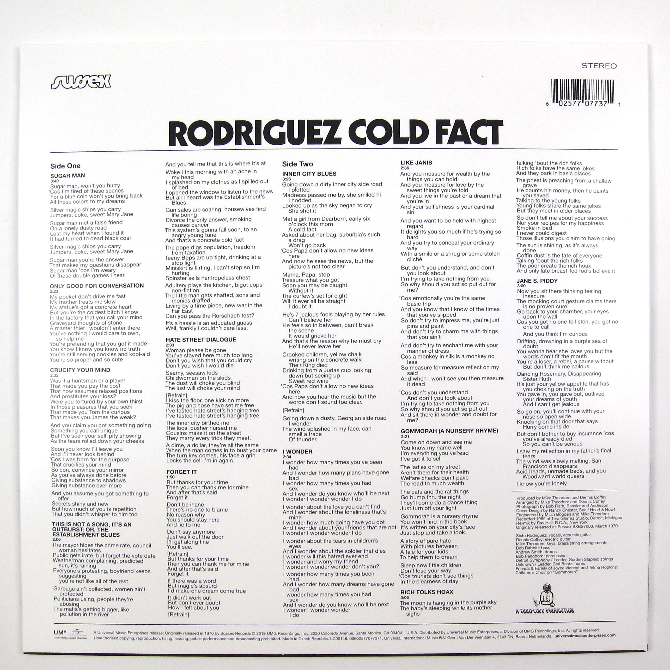 Rodriguez: Cold Fact Vinyl LP — TurntableLab.com