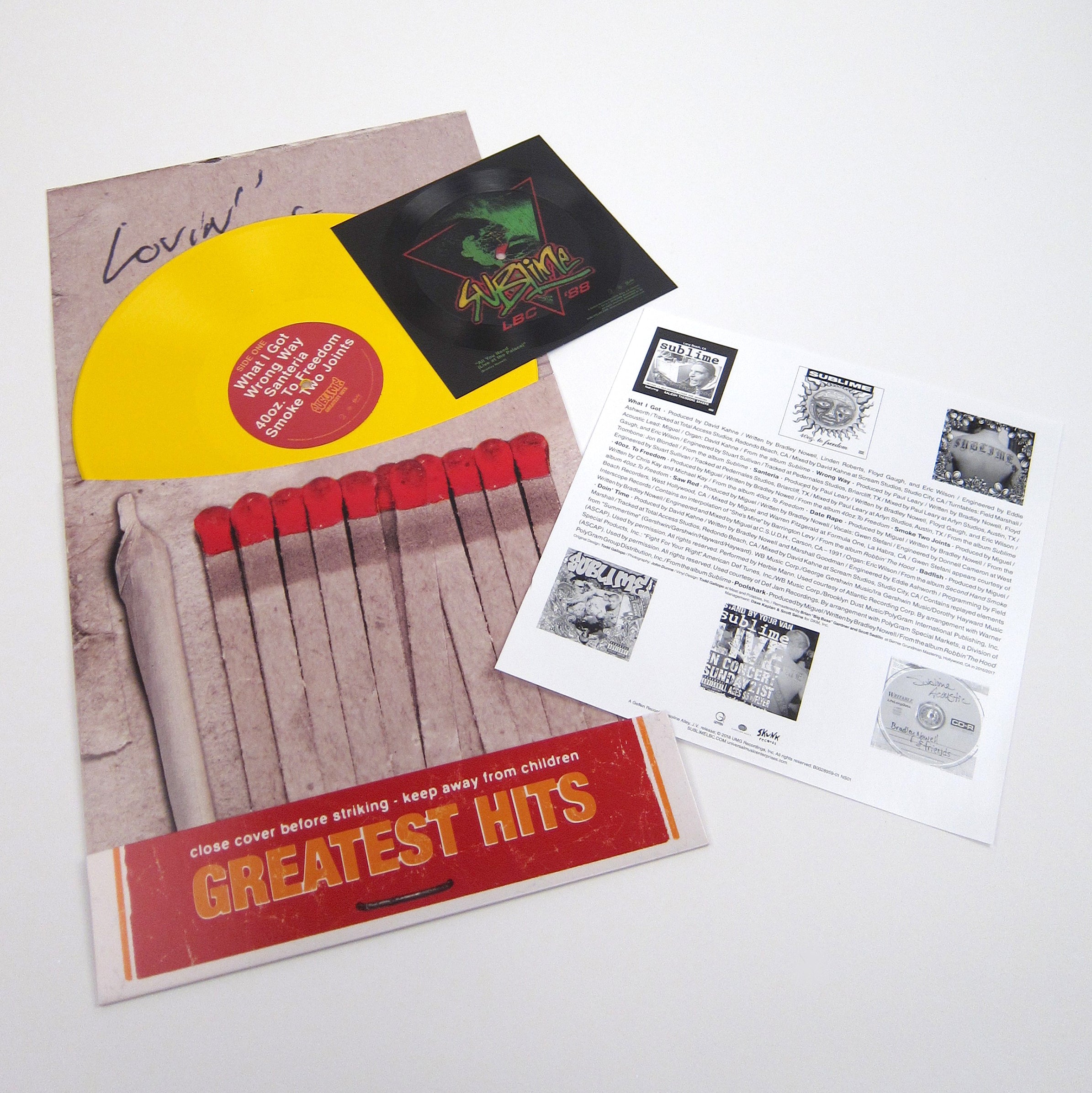 Sublime: Greatest Hits (Yellow Vinyl) Vinyl LP+Flexidisc (Record Stor ...