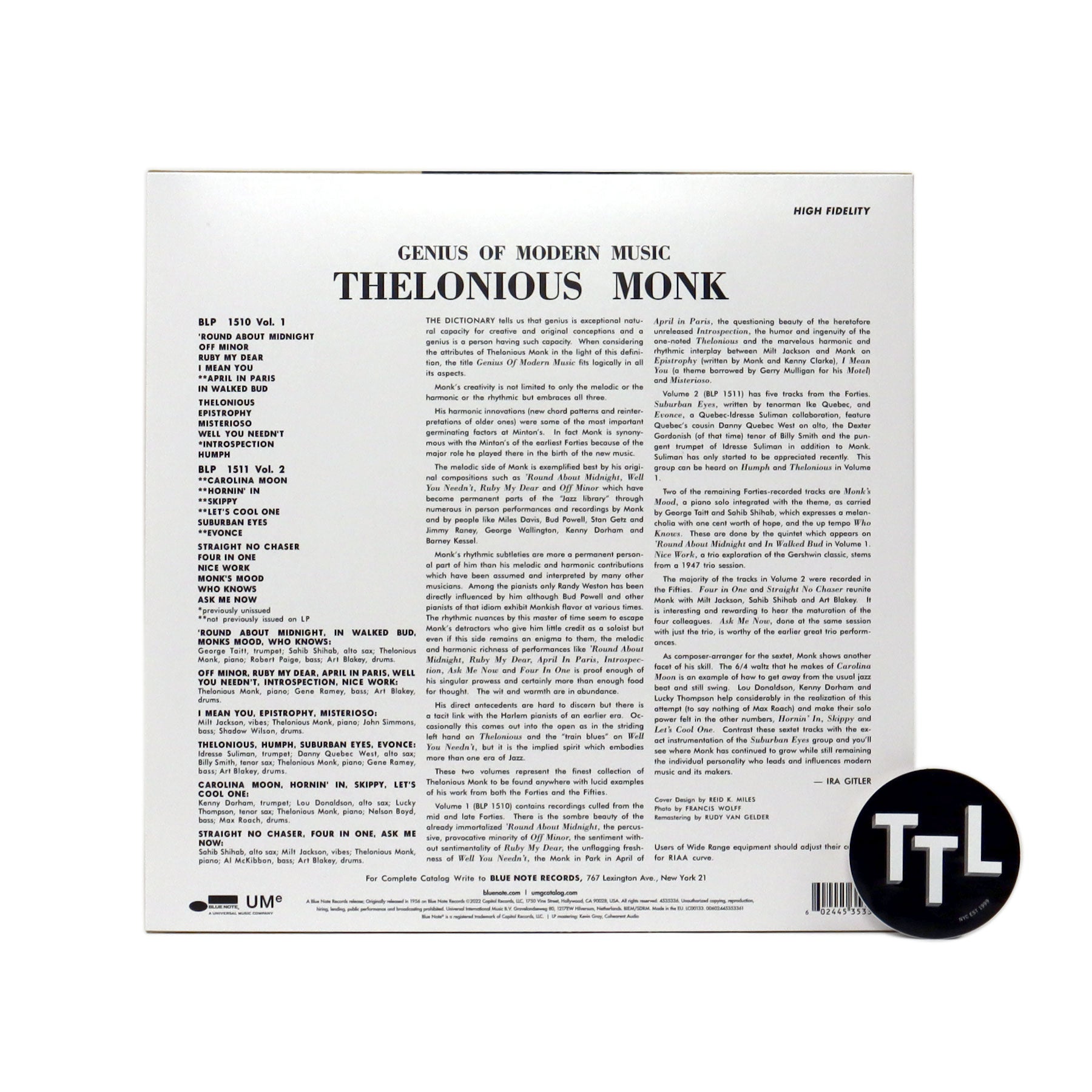 Thelonious Monk: Genius Of Modern Music Volume One (180g, Mono) Vinyl ...