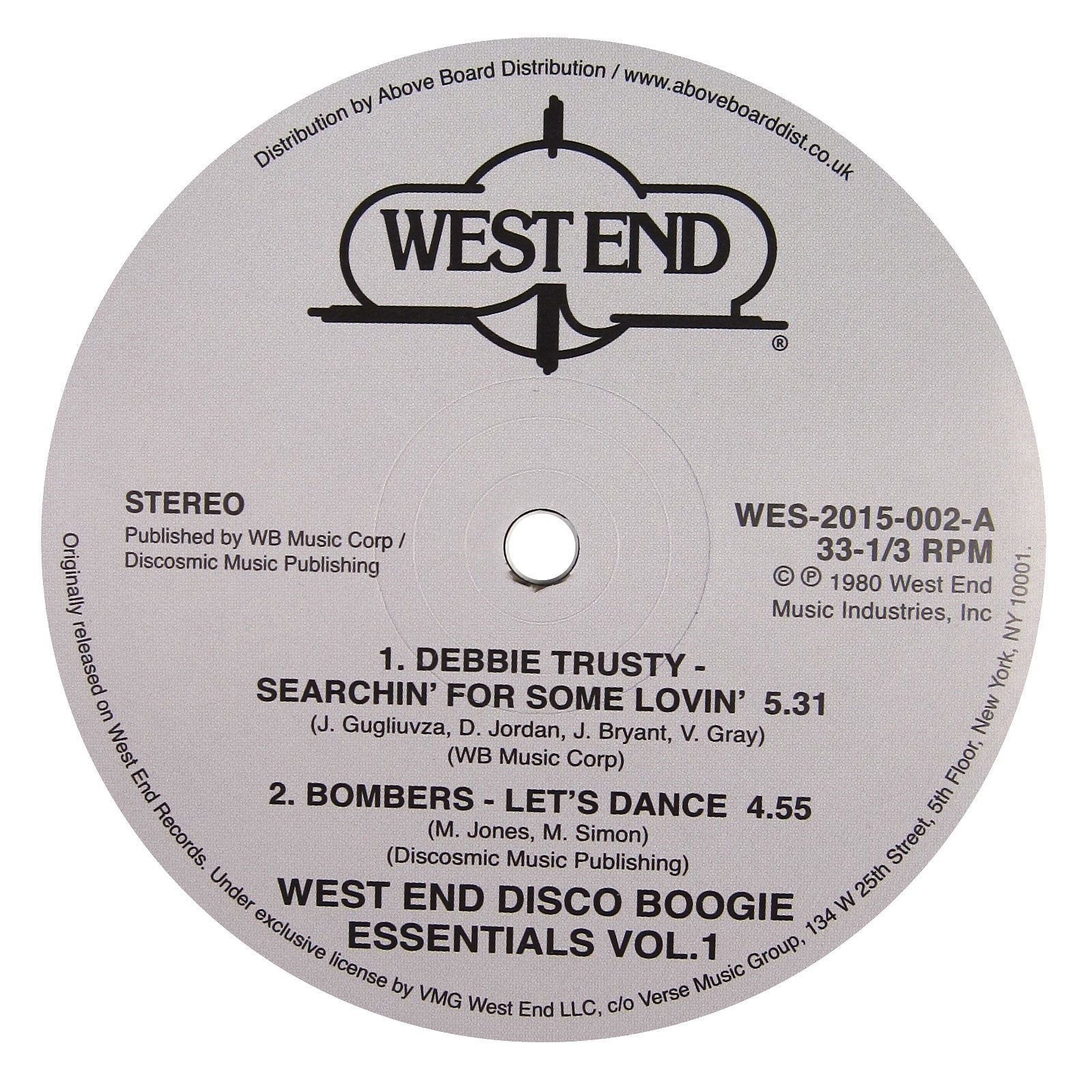 West End Records: Boogie Essentials Vol.1 (Bombers, Edna Holt) Vinyl 1 ...